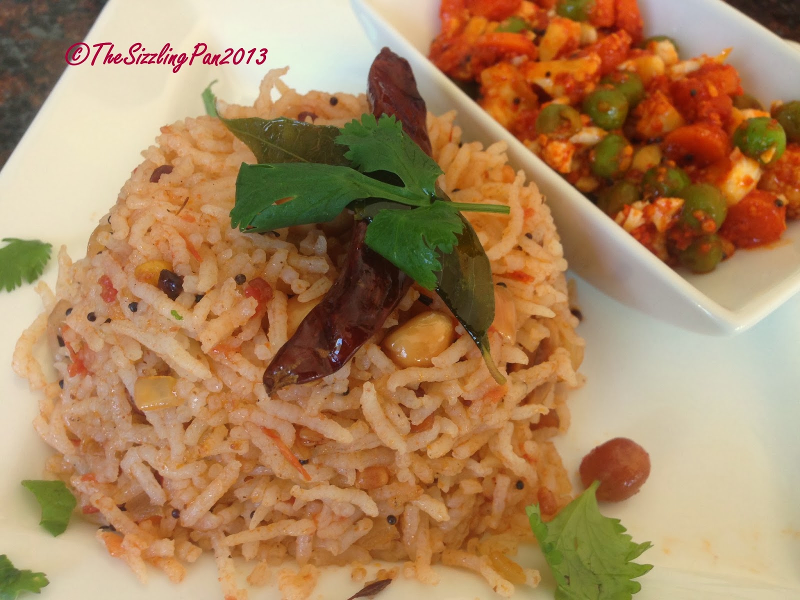 The Sizzling Pan: Tomato Rice and Mixed Vegetable Pickle