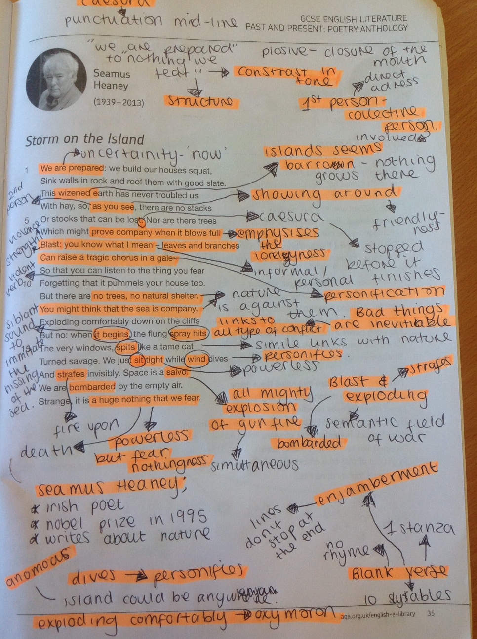 Mr Webb s Online Classroom Annotation For Storm On The By Heaney Mr Webb s Online Classroom Annotation For Storm On The By Heaney