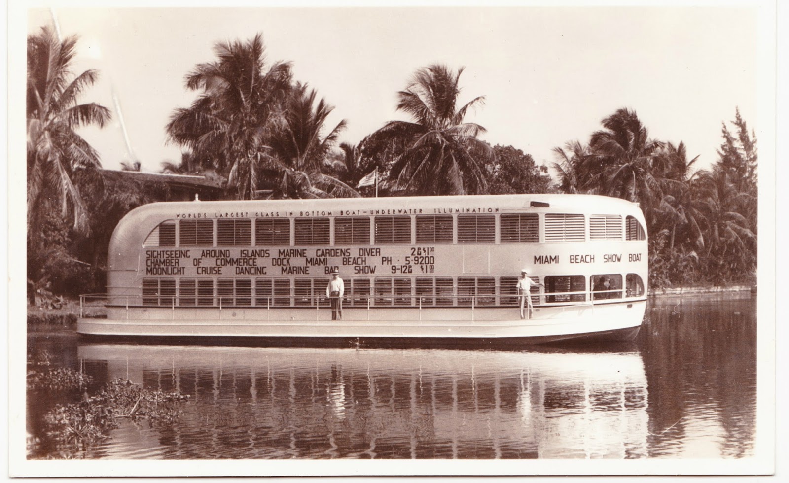 Papergreat: Real photo postcard: Glass-bottomed Miami Beach Show Boat