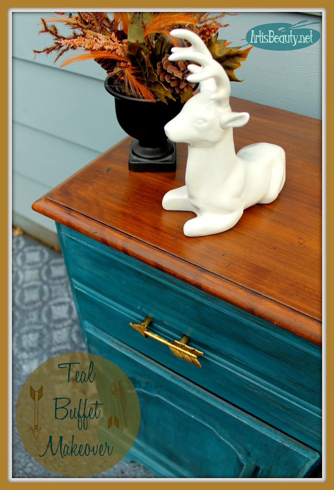 ART IS BEAUTY: Teal Buffet Makeover AKA "THE GOLDEN ARROW"