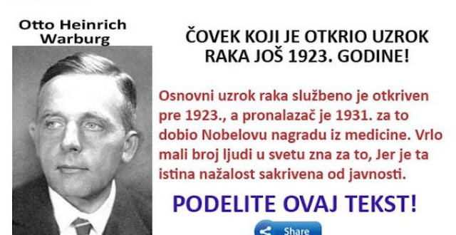 ISTINA OTKRIVENA :Evo šta uzrokuje rak i kako ga liječiti ...