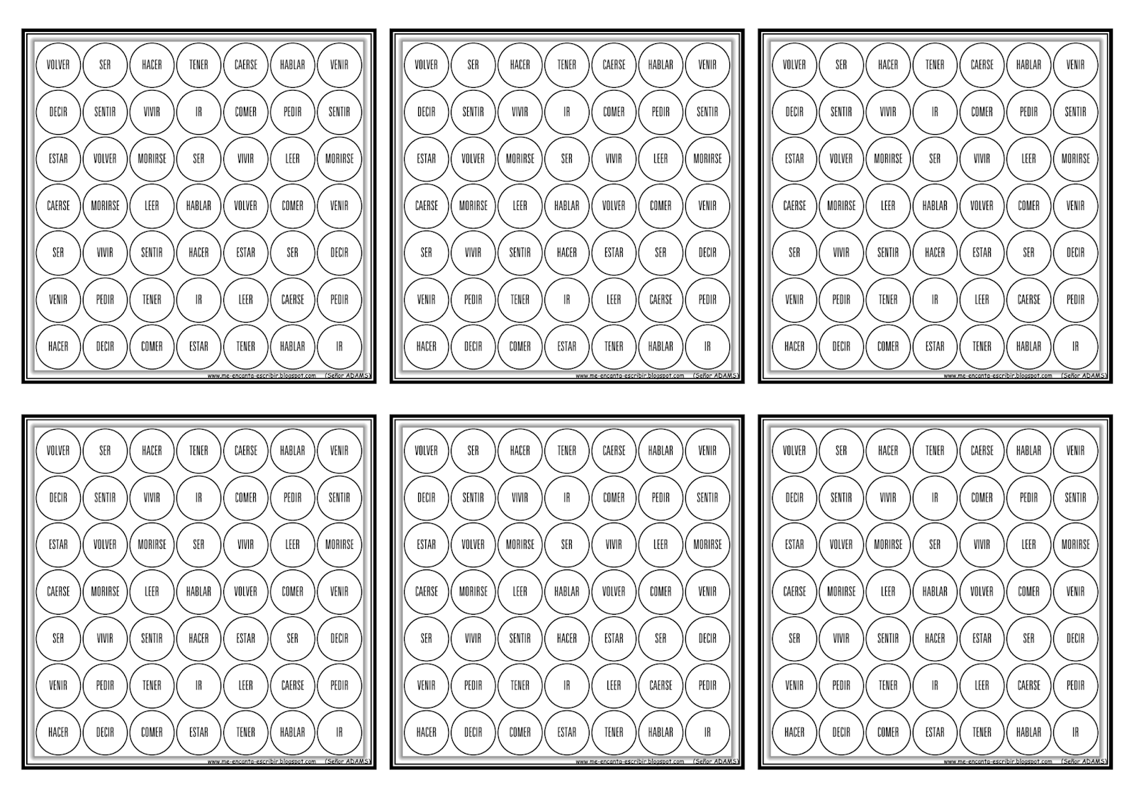 Me encanta escribir en español: Conecta cuatro verbos en línea (Juego ...