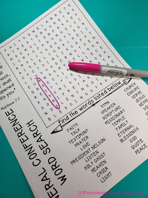 Melonheadz LDS illustrating: General Conference Word Search FREEBIE!!!!