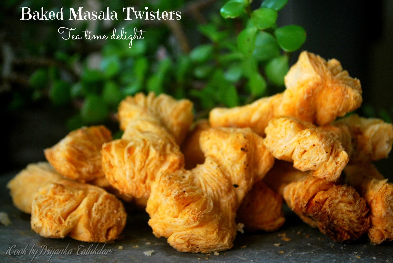 iCook: Baked Masala Twisters | Tea time snacks | Puff pastry recipe