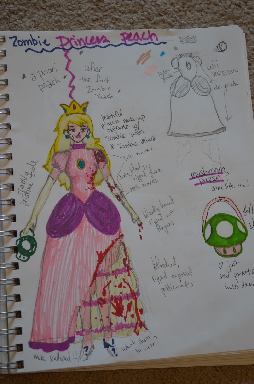 Sew Color Me Fun: Zombie Princess Peach and Mario