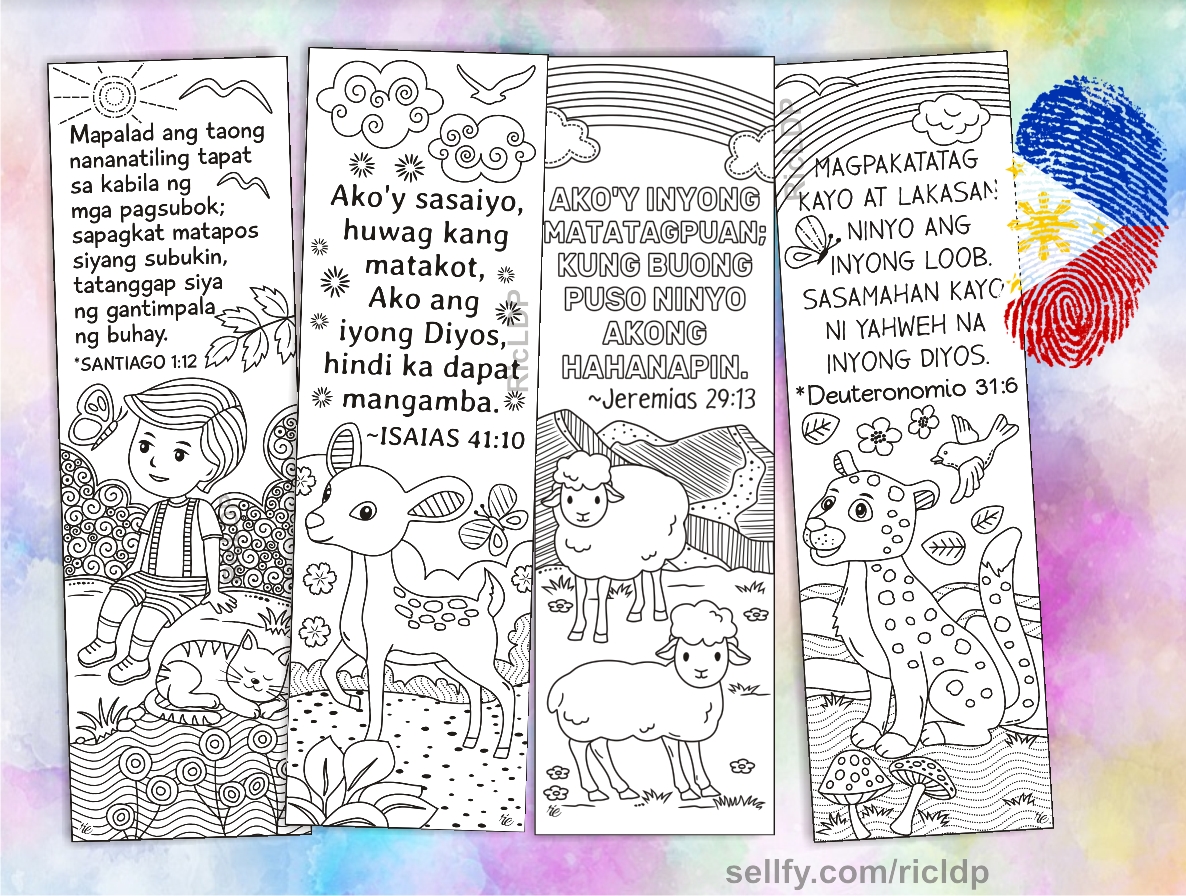 RicLDP Artworks: Tagalog Bible Coloring Bookmarks