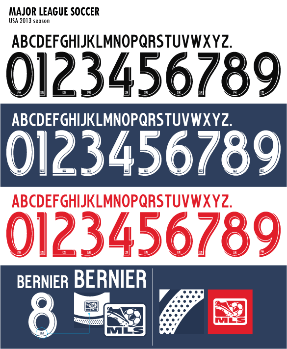 Football teams shirt and kits fan: Updated: MLS 2013 font