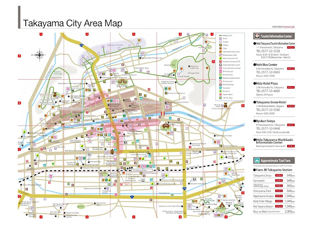 แผนที่ Takayama - Takayama City Area Map