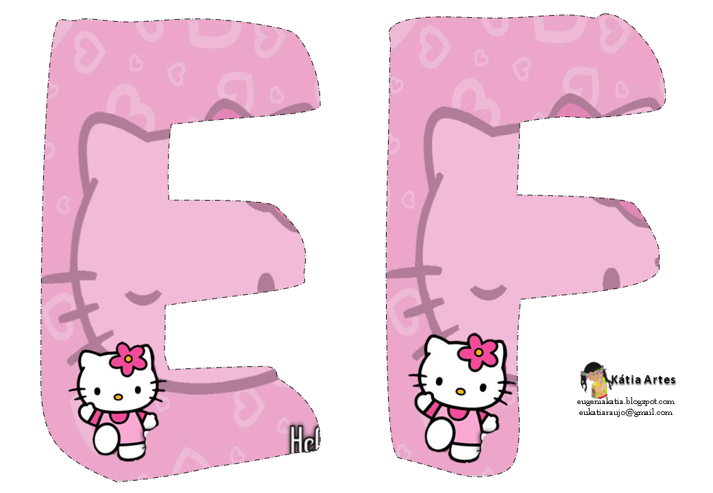 Alfabeto de Hello Kitty en fondo rosa. - Oh my Alfabetos!