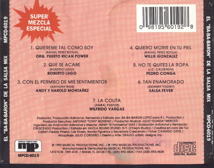Salsa Status : Baron Lopez - 1992 El Ba-Ba-Baron De La Salsa Mix