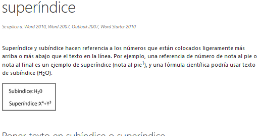 Ayuda para Informática Aplicada: Superíndice-Subíndice
