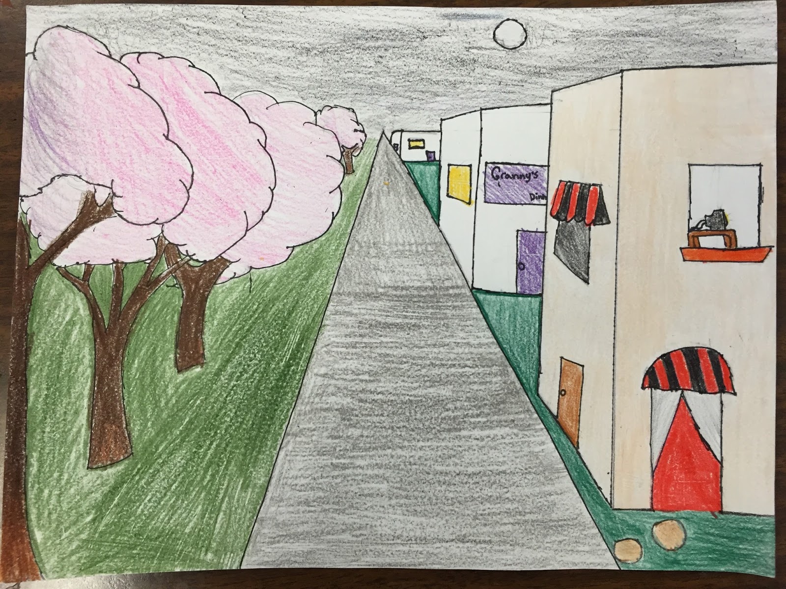 Elements of the Art Room: 5th grade One Point Perspective Landscapes
