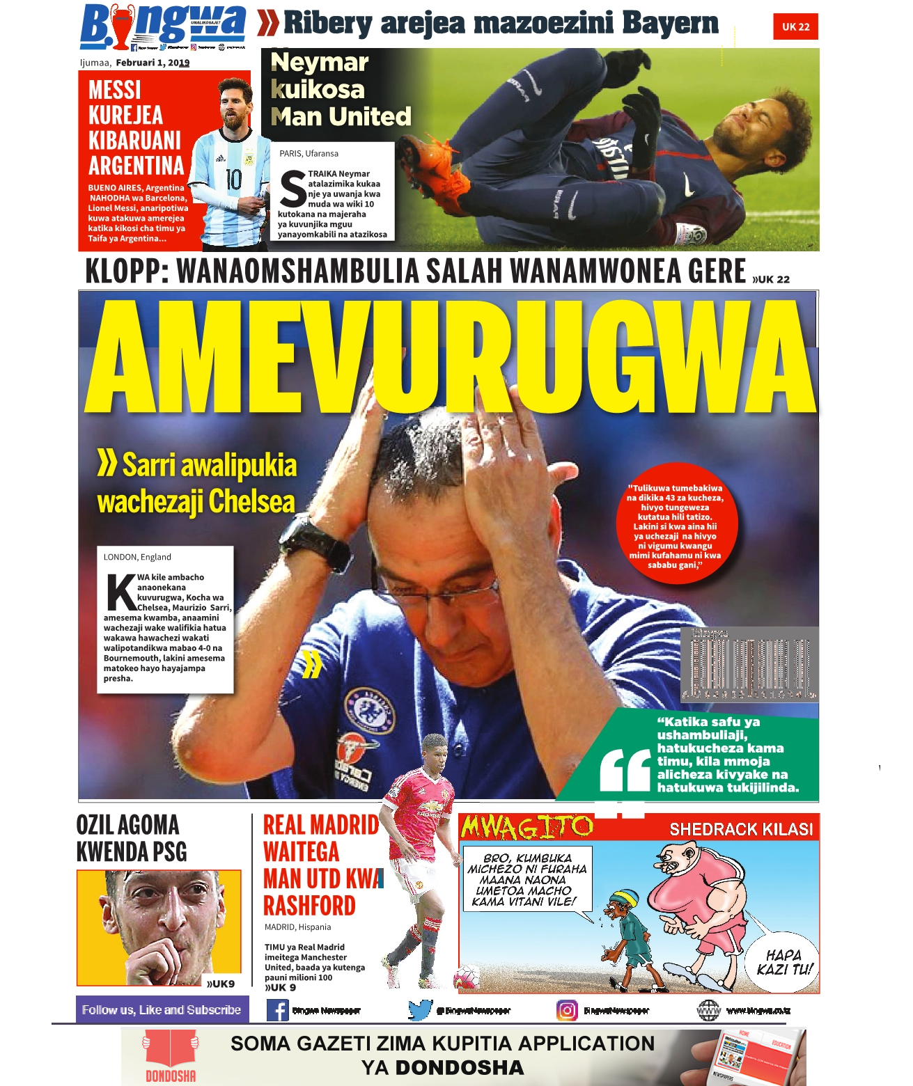 Tanzanian Today's Newspapers MAGAZETI YA LEO Friday 01st February, 2019 ...