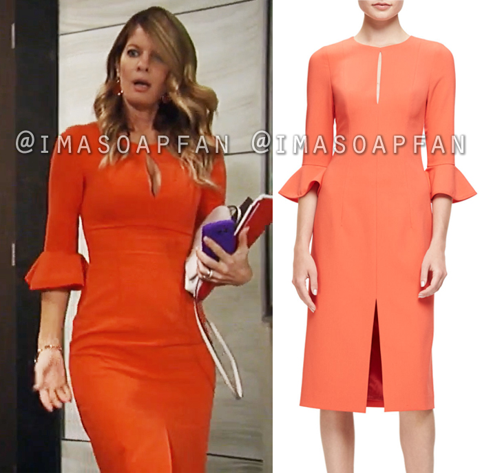 Nina Reeves's Orange Keyhole Dress with Bell Sleeves - General Hospital ...