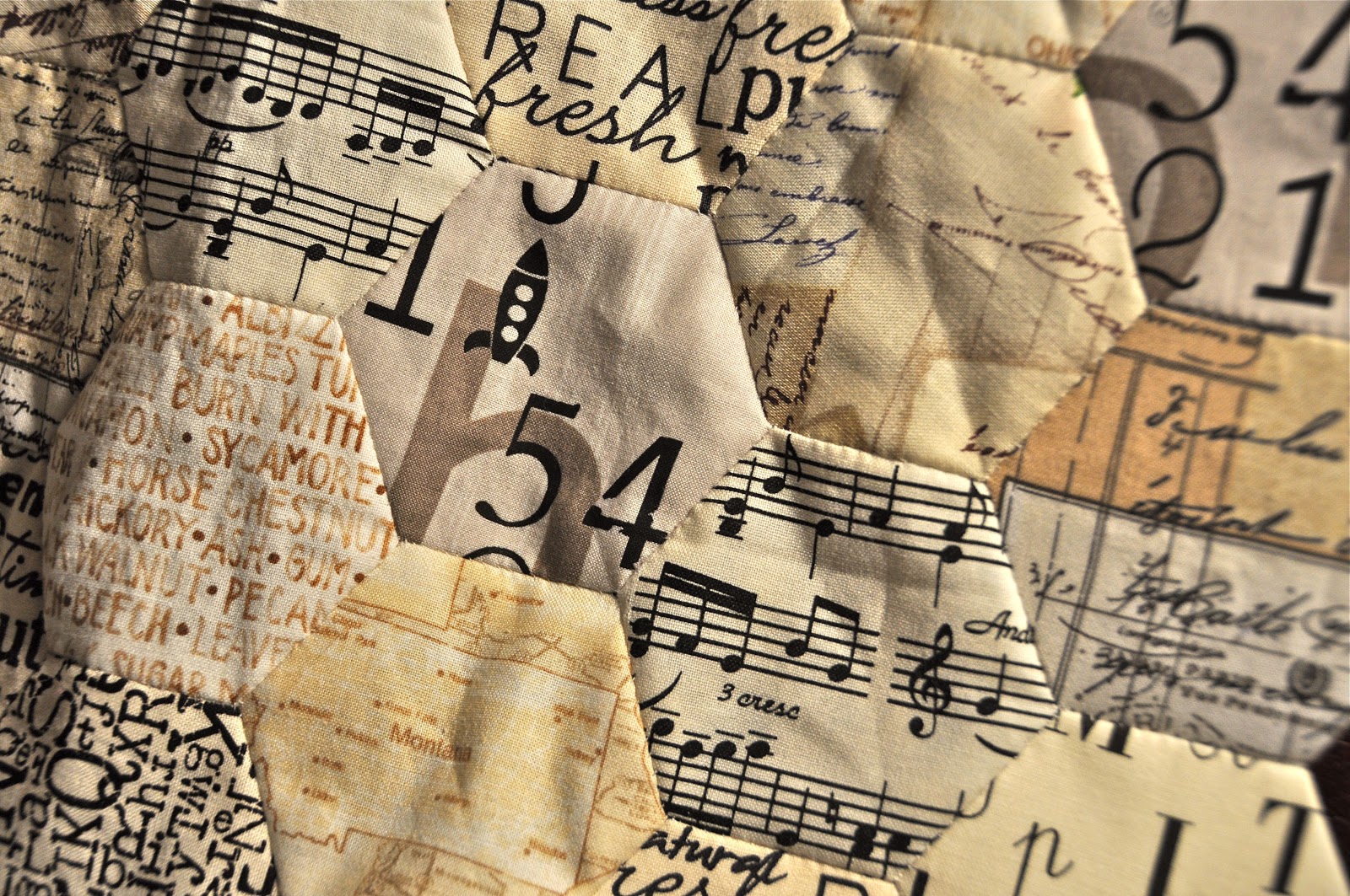 LuAnn Kessi: Hexagon Text Quilt......more progress