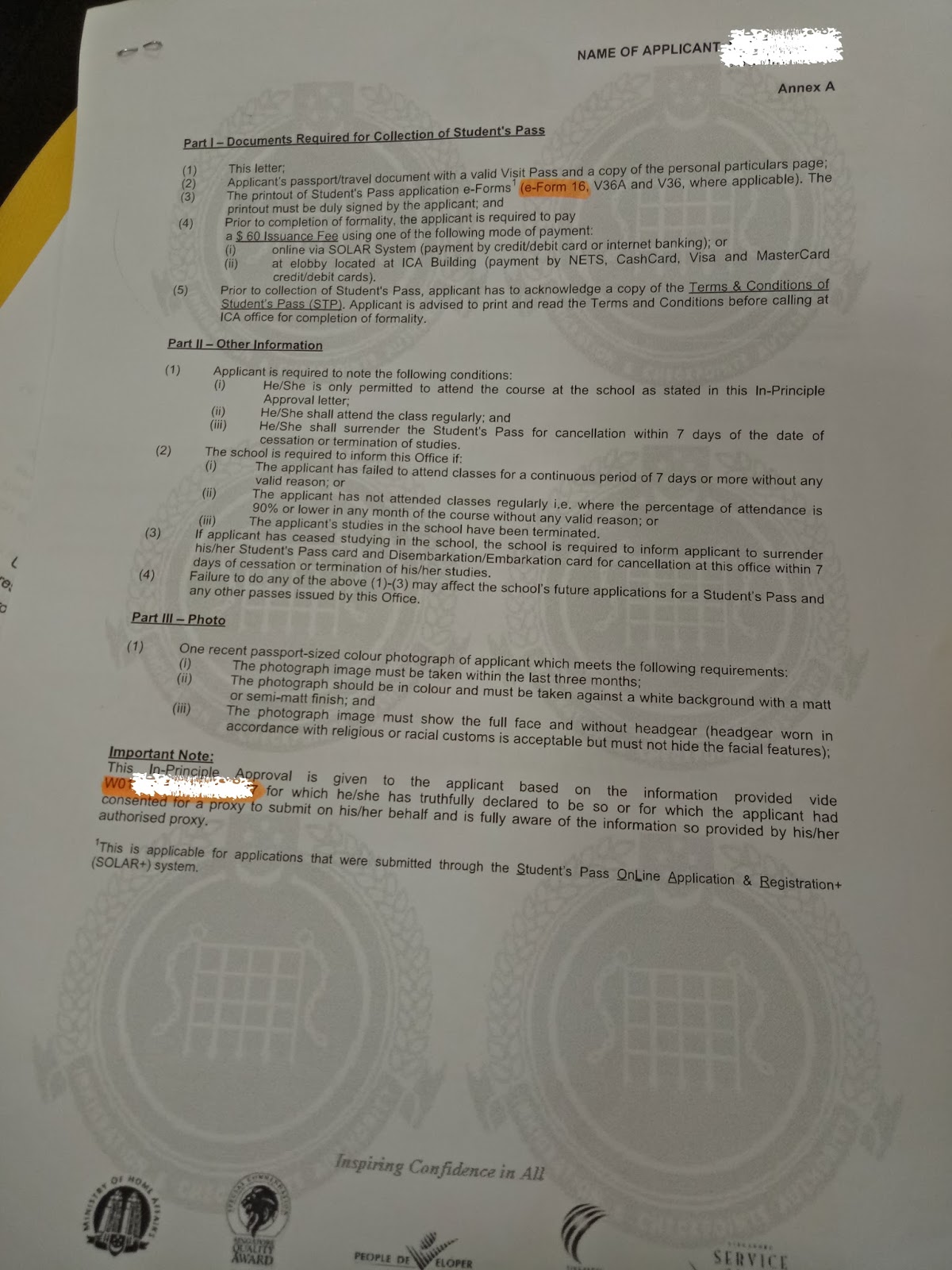 Yoon‘s House: Collecting Student Pass at ICA Building (Singapore)