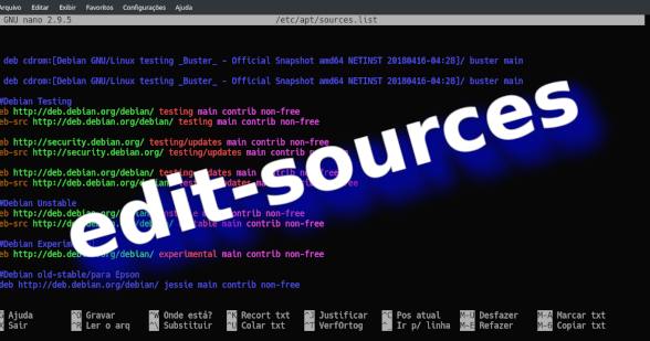 Editar sources.list no Debian e Ubuntu