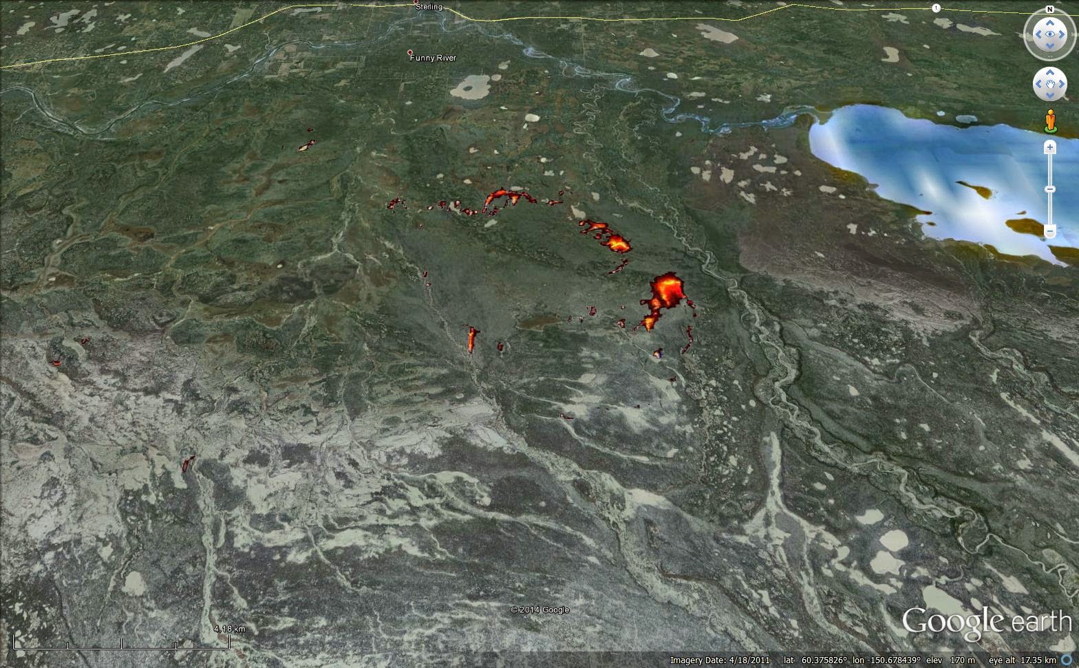 A view of Alaska's Funny River fire from the Anchorage Hillside ...