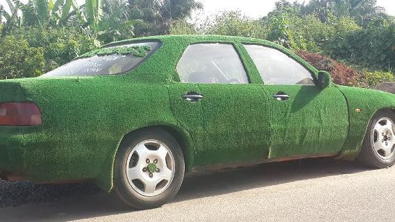 Carpet Grass Plated Car Seen In Akure
