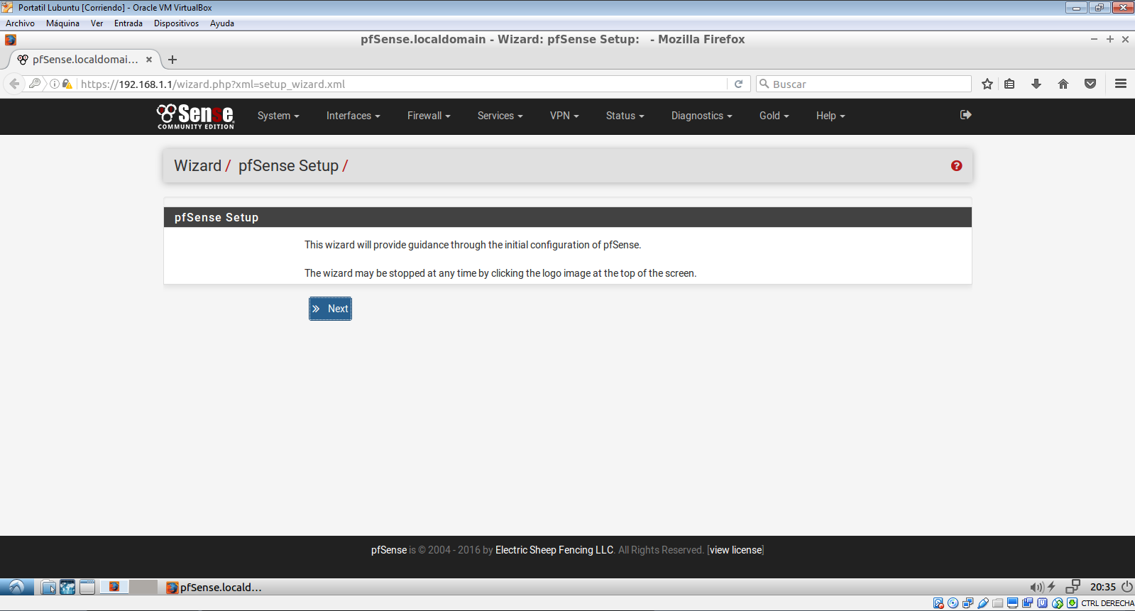 Servicios de red e internet: pfSense | Primeras configuraciones con la interfaz web