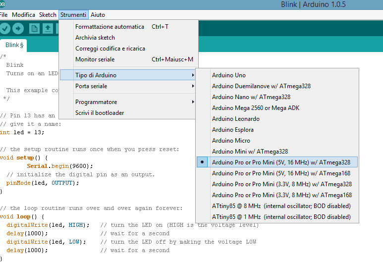 Alessandro Riva elettronica: Come programmare Arduino Pro Mini cinese