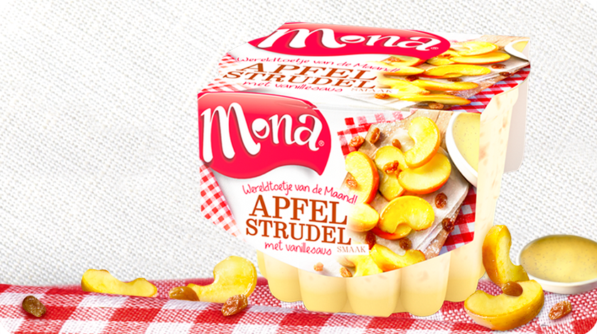Review - Mona Apfelstrudel pudding met vanillesaus