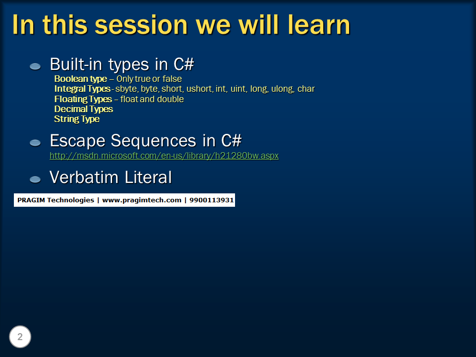 Sql Server Net And C Video Tutorial Part 4 Built In String Type In C