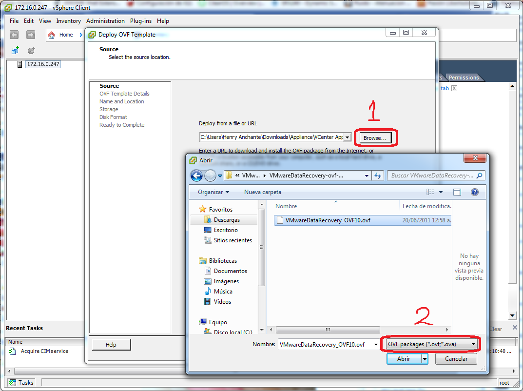 Virtualizacion: Agregar VMware Virtual Appliance