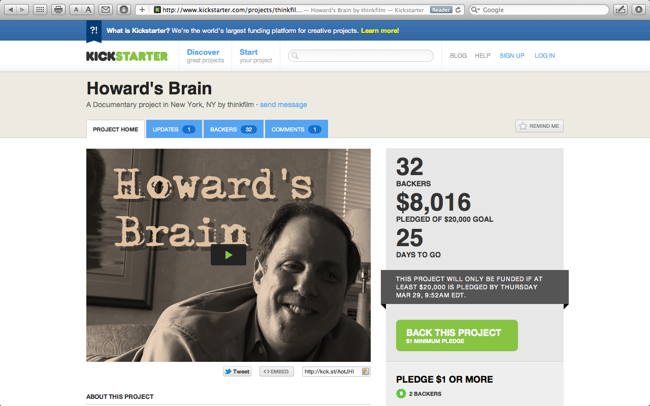 FTD/Dementia Support Blog: FTD Film - "Howard's Brain"
