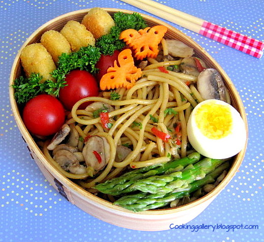 Mushroom Spaghetti Bento | Cooking Gallery