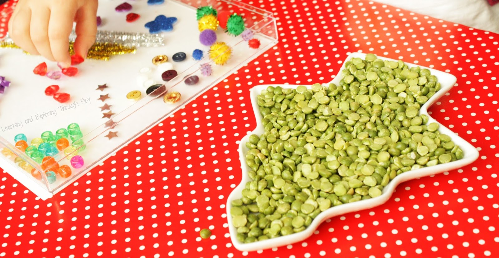 Learning and Exploring Through Play: Table Top Christmas Tree Decorating.