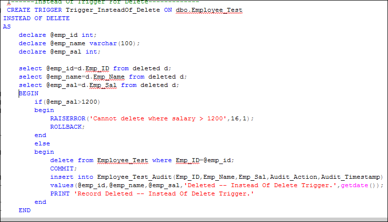 Aspdotnet.Sunil Kumar: TRIGGER IN SQL SERVER