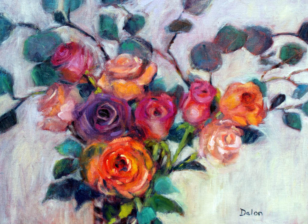 Ivy Delon Fine Art: "Roses" Original Oil Still Life Rose Painting by ...