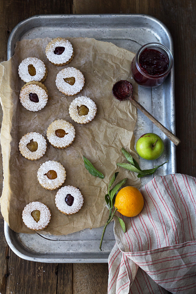 linzer cookies with homemade jam - A Bit Wholesomely