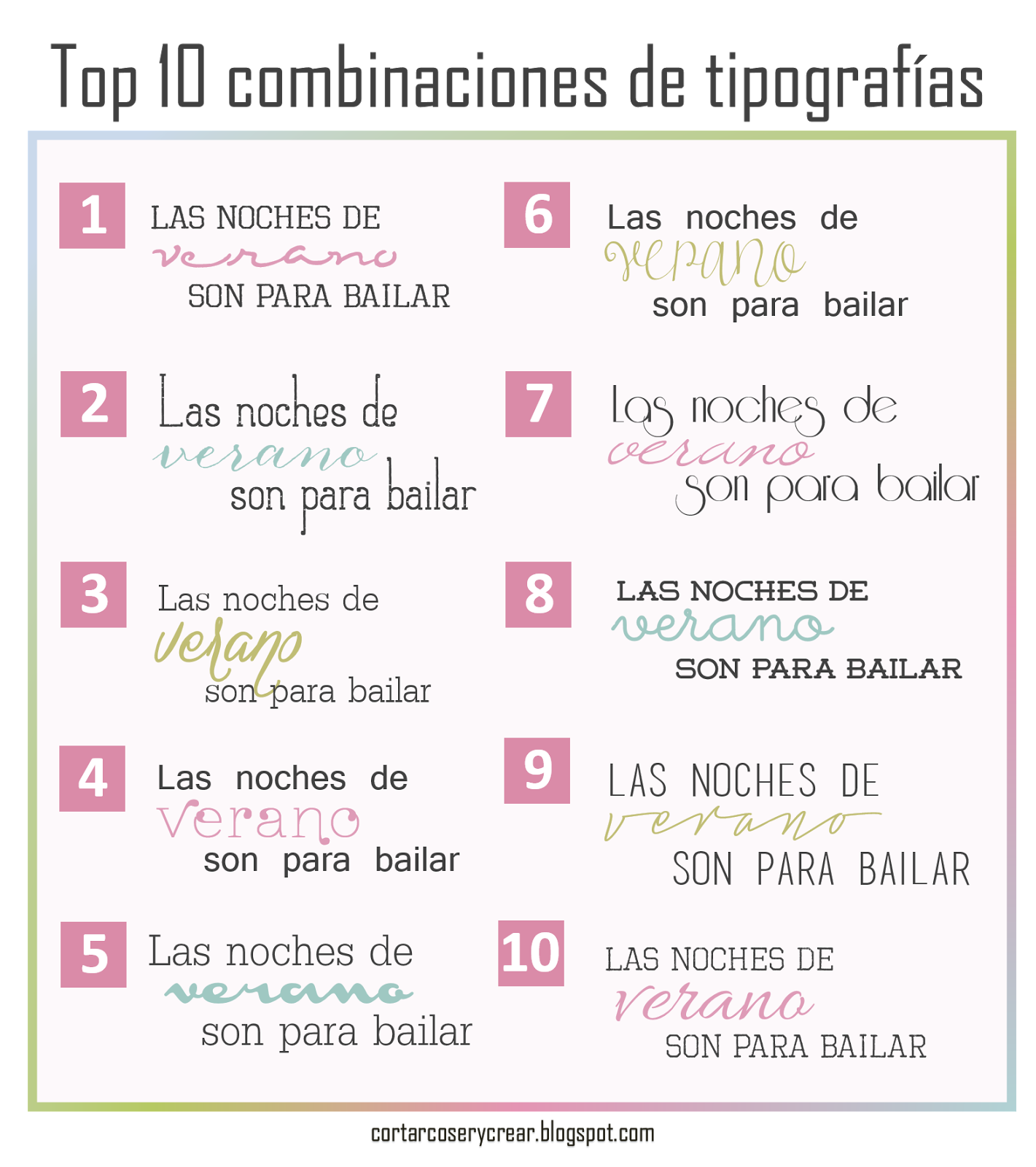 Mis combinaciones de tipografías bonitas favoritas | Cortar, Coser y Crear