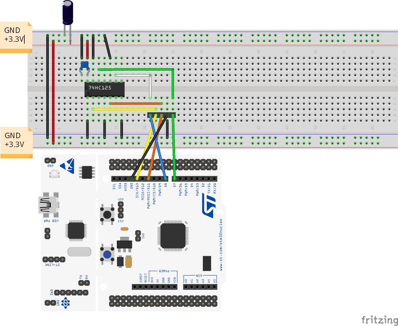 音源とオーディオの電子工作（予定）: SPI信号の補強に3-State Bufferの74HC125を使ってみる＆ダンピング抵抗