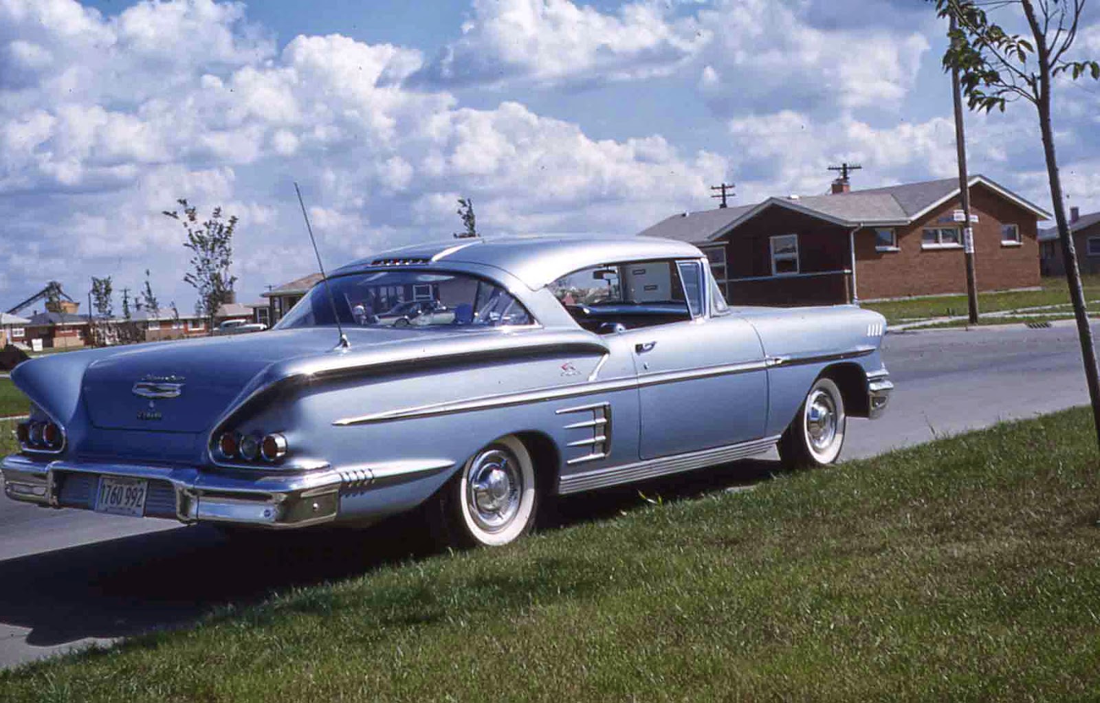 Beautiful Chevrolet Impala Silver Blue in the Summer of 1958 ~ Vintage ...