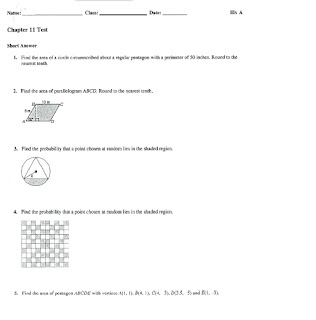Math Classes Spring 2012: Geometry Chapter 11 Test