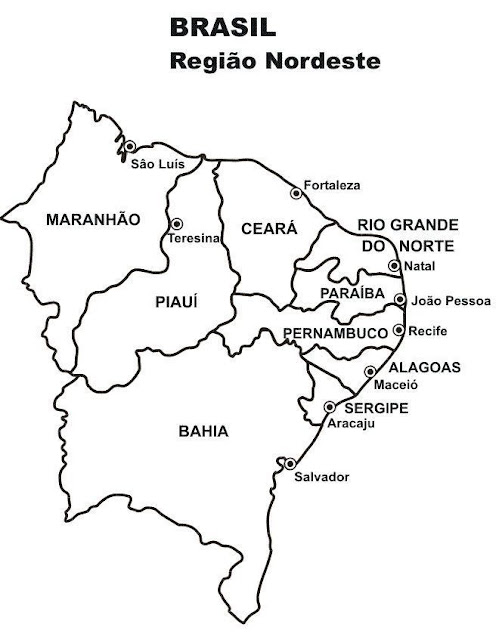 Blog de Geografia: Mapa da Região Nordeste com Estados e Capitais para ...