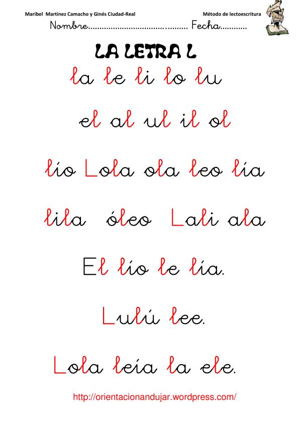 APRENDIENDO A ENSEÑAR: APRENDEMOS A LEER: L