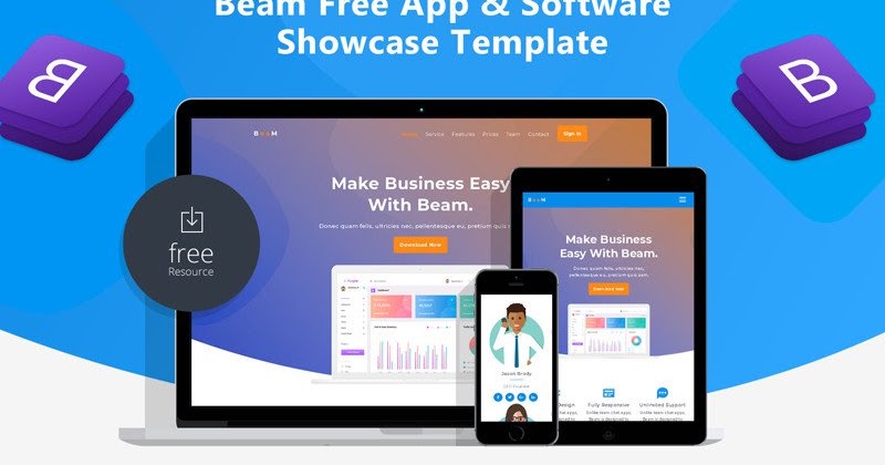 Beam Free App & Software Showcase Template | BootstrapMess