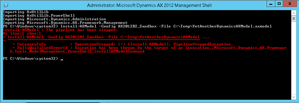 Yet Another Dynamics Ax Blog Error When Importing Model Downloaded