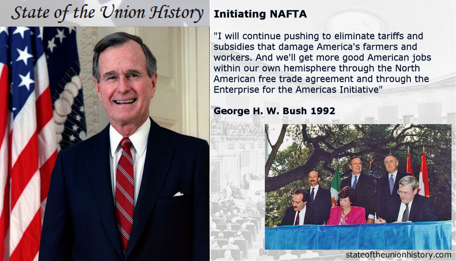State of the Union History: 1992 George H. W. Bush - Initiating NAFTA