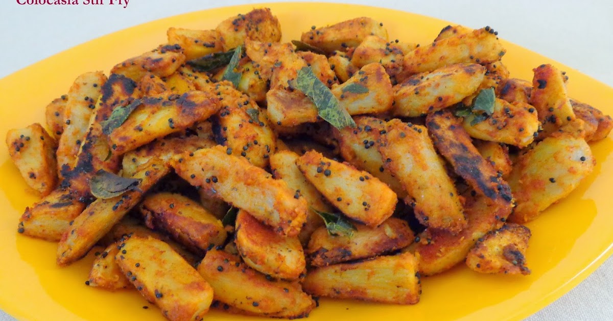 Cooking With Shobana : COLOCASIA STIR FRY