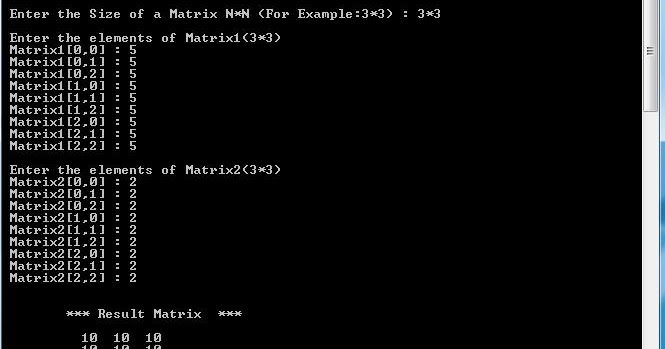 C Sharp Sense: C# PROGRAM FOR PRODUCT OF MATRICES USING ARRAYS