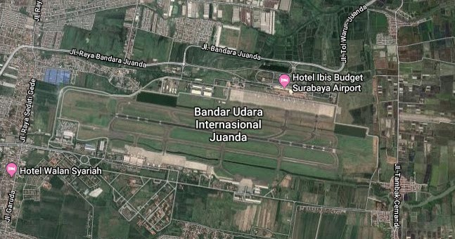 Juanda Airport - Peta Jalan Lokasi (Google Maps)