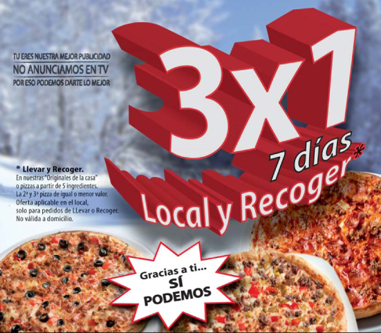 me gusta ahorrar: 3x1 en pizzas