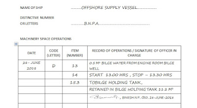 MARINE ENGINEERING: OIL RECORD BOOK ENTRIES ON OFFSHORE VESSELS