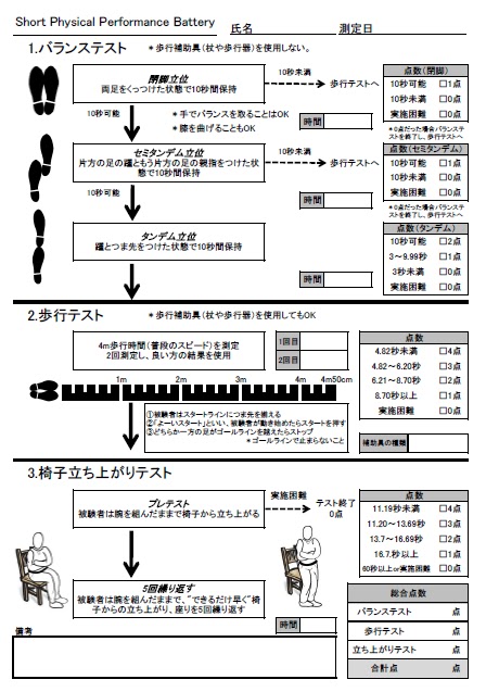 理学療法士の社会人大学院生活(卒業): SPPB日本語版