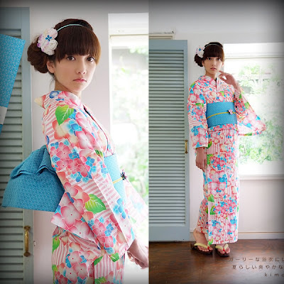 Asagiri Kimono: Pink Hydrangea Yukata